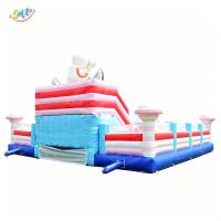 China Large Inflatable Obstacle Course Kids Party Rental Commercial Grade Pink Stripe Astronaut Bouncer Slide Playground Combo(YKF030) for sale
