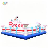 China Large Inflatable Obstacle Course Kids Party Rental Commercial Grade Pink Stripe Astronaut Bouncer Slide Playground Combo(YKF030) for sale