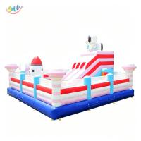 China Large Inflatable Obstacle Course Kids Party Rental Commercial Grade Pink Stripe Astronaut Bouncer Slide Playground Combo(YKF030) for sale