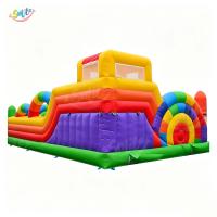 China Giant Inflatable Obstacle Course with Slide Commercial Grade Colorful Rainbow Bouncer Jumping Castle for Rental Business(YKF052) for sale