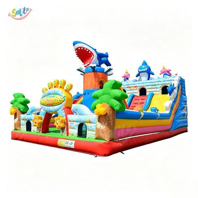 China Commercial Grade Inflatable Obstacle Course Shark Ocean Theme Party Rental Giant Bouncer Slide Jumping Castle Park（YKF036) for sale