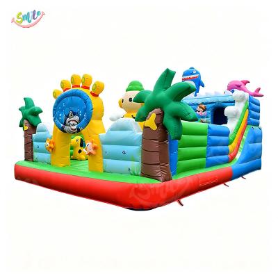 China Large Inflatable Obstacle Course Kids Party Rental Commercial Grade Shark Theme Bouncer Slide Playground Combo（YKF044) for sale