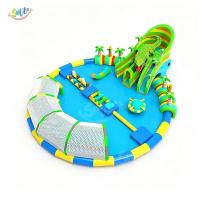 China Commercial Inflatable Crocodile Water Park With Giant Slide Large Pool And Soccer Goals For Party Rental for sale