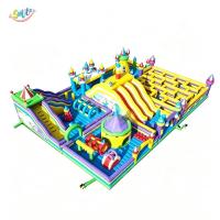 China Commercial Grade Giant Inflatable Amusement Park Castle Theme Playground With Maze And Slides For Kids Party Rental(YKF011) for sale