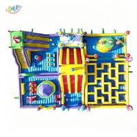 China Commercial Grade Giant Inflatable Amusement Park Castle Theme Playground With Maze And Slides For Kids Party Rental(YKF011) for sale