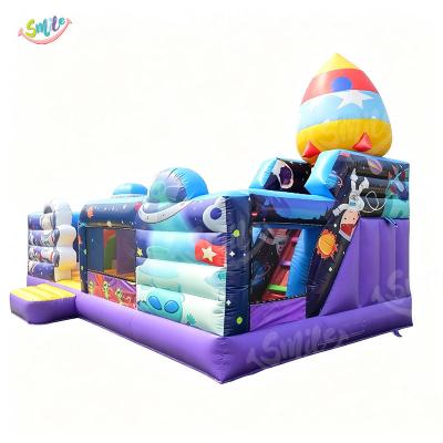 China Commercial Grade Space Rocket Inflatable Bouncy Castle With Slide Astronaut Theme Bouncer Combo For Kids Party Rental(YKF002) for sale