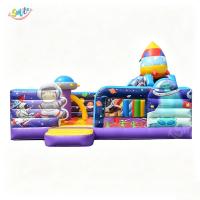 China Commercial Grade Space Rocket Inflatable Bouncy Castle With Slide Astronaut Theme Bouncer Combo For Kids Party Rental(YKF002) for sale