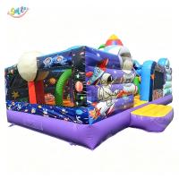 China Commercial Grade Space Rocket Inflatable Bouncy Castle With Slide Astronaut Theme Bouncer Combo For Kids Party Rental(YKF002) for sale