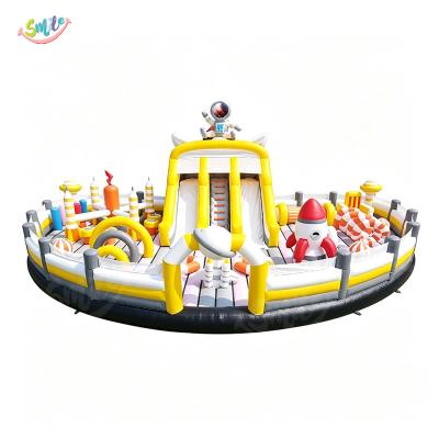 China Commercial Inflatable Space Theme Amusement Park Giant Astronaut Rocket Slide Playground For Kids Party Rental(YKF032) for sale