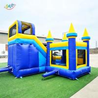 China 6x6x4.1m Inflatable Bouncer Slide Combo Commercial Blue Yellow Bouncy House Castle with Slide for Party Rental Business（YKC233) for sale