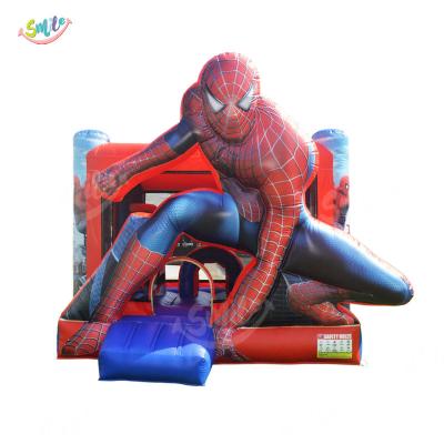 China Superhero Theme Inflatable Bouncer with Slide 0.55mm PVC Bouncy Castle Commercial Jumping Bed for Party Rental(YKB114) for sale