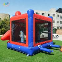 China Superhero Theme Inflatable Bouncer with Slide 0.55mm PVC Bouncy Castle Commercial Jumping Bed for Party Rental(YKB114) for sale