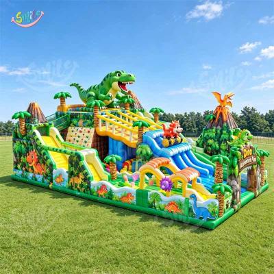 China Giant Inflatable Dinosaur Obstacle Course Slide Combo Commercial PVC Dino Adventure Park for Kids Party Rental for sale