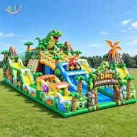 China Giant Inflatable Dinosaur Obstacle Course Slide Combo Commercial PVC Dino Adventure Park for Kids Party Rental for sale
