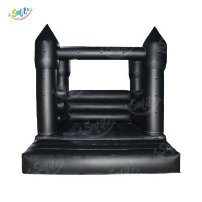 China Black Castle Inflatable Bounce House with Enclosed Jumping Area and Front Step for Kids Party Rental Events(YKB122) for sale