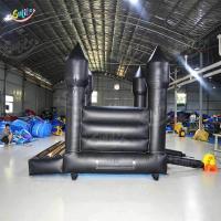 China Black Castle Inflatable Bounce House with Enclosed Jumping Area and Front Step for Kids Party Rental Events(YKB122) for sale