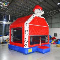 China Red Firefighter Theme Inflatable Bounce House with Spotted Dog Design for Kids Party Rental Events（YKB123) for sale