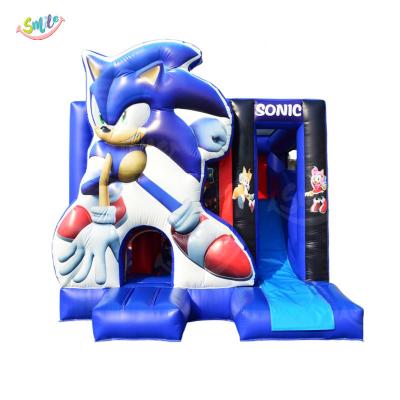 China Sonic Theme Inflatable Bounce House with Slide, Blue Jumping Castle for Kids Party Rental Events（YKC228) for sale