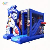 China Sonic Theme Inflatable Bounce House with Slide, Blue Jumping Castle for Kids Party Rental Events（YKC228) for sale