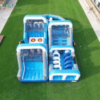 China Blue White Inflatable Obstacle Course with Slide Climbing Wall and Interactive Games for Party Rental Events（YKO050) for sale