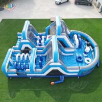 China Blue White Inflatable Obstacle Course with Slide Climbing Wall and Interactive Games for Party Rental Events（YKO050) for sale
