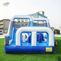 China Blue White Inflatable Obstacle Course with Slide Climbing Wall and Interactive Games for Party Rental Events（YKO050) for sale