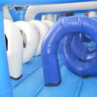 China Blue White Inflatable Obstacle Course with Slide Climbing Wall and Interactive Games for Party Rental Events（YKO050) for sale