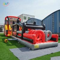 China Red Yellow Inflatable Obstacle Course with Slides Climbing Wall and Interactive Games for Party Rental（YKO051) for sale