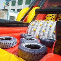 China Red Yellow Inflatable Obstacle Course with Slides Climbing Wall and Interactive Games for Party Rental（YKO051) for sale