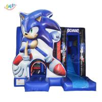 China Blue Speed Character Inflatable Bounce House with Slide and Enclosed Play Area for Kids Party Rentals(YKC237) for sale