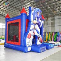 China Blue Speed Character Inflatable Bounce House with Slide and Enclosed Play Area for Kids Party Rentals(YKC237) for sale