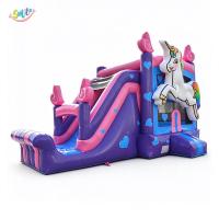 China 3D Unicorn Inflatable Slide Bounce House with Climbing Wall Heart Print Bouncy Castle for Rental for sale