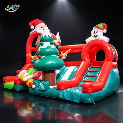 China Commercial Christmas Inflatable Bouncy Castle with Slide and Holiday Decorations for Kids Parties Indoor Outdoor Events(YKH020) for sale