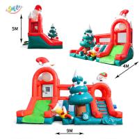 China Commercial Christmas Inflatable Bouncy Castle with Slide and Holiday Decorations for Kids Parties Indoor Outdoor Events(YKH020) for sale
