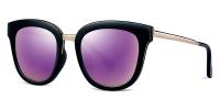 China Black Purple Ladies Polarized Sunglasses Lens Metal Frames Size 53 23 148 for sale