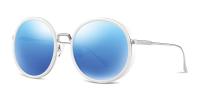 China Women Scratch Resistant Sunglasses , Grey Blue Plastic Sunglasses Metal Temples for sale