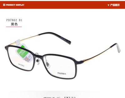 China Square Black Parim Eyeglasses Frames Matched With Metal Temple Royal Style for sale