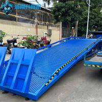 China 10T-10M Customized Blue Loading And Unloading Goods Hydraulic Dock Ramp Product Details for sale