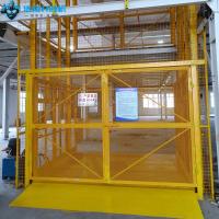 China 6m High 500kg Yellow Industrial Indoor Hydraulic Goods Elevator for sale