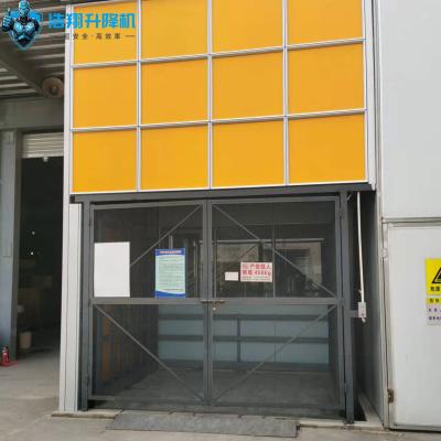 China 6m High 500kg-20000kg Yellow Industrial Indoor Goods Lift Hydraulic Cargo Elevator for sale