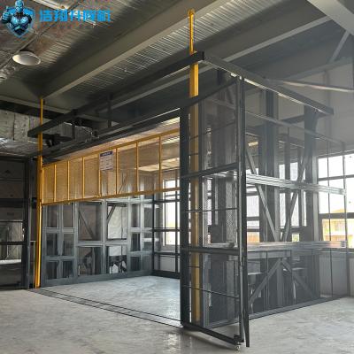 China Four-fold Door And Counterweight Door 5 Tons 8M High Customized  500kg-20000kg Large Industrial Indoor Hydraulic Freight Elevetor for sale