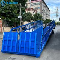 China High Guardrail Large Load Capacity Standard Blue Hydraulic Dock Ramp For Connecting Forklifts And Trucks for sale