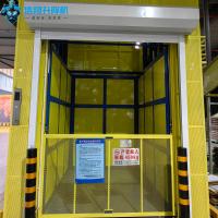 China Safety And Efficiency Indoor Perforated Metal Protection Net Guardrail Hydraulic Elevator for sale