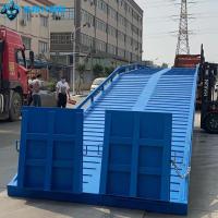 China Steel Bars Large Load Capacity Conventional  Blue Hydraulic Dock Ramp In Warehouse And Factory for sale
