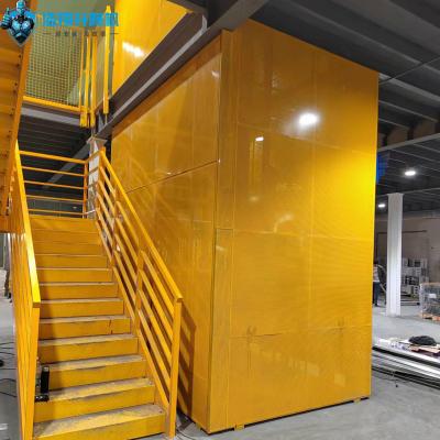 China Customized Orange Perforated Metal Protective Net  6 m Warehouse Cargo Elevator Steel Indoor Hydraulic Lifts Loading Heavy Freight for sale