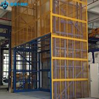 China Customized Outer Yellow Protective Net  5 M Warehouse Loading Heavy Freight Cargo Elevator Steel Indoor Hydraulic Lifts for sale