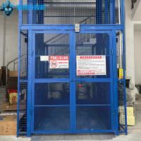 China Standard Blue Two Floors 2T 6M Double Door Indoor Hydraulic Guide Rail Elevator For Loading And Unloading Goods In Factory for sale