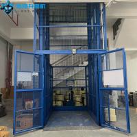 China Standard Blue Two Floors 2T 6M Double Door Indoor Hydraulic Guide Rail Elevator For Loading And Unloading Goods In Factory for sale