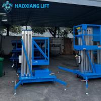 China Aluminum Alloy Vertical Hydraulic Material Lift 480kg 2.0kw Motor Height Adjustable blue color safety features for sale