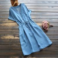 China Orange Nylon 100 Tencel Fabric Lyocell Blend Wrap Midi Dress Ruffle Style for sale